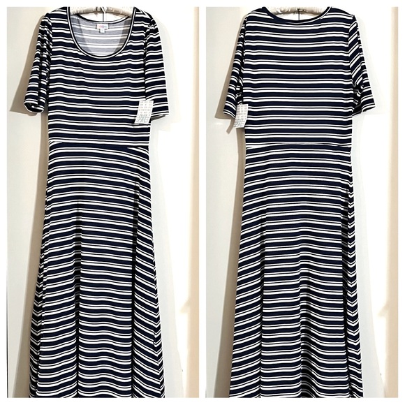 LuLaRoe | Dresses | Nwt Llr Ana 2xl Striped Navy And White Maxi Dress ...